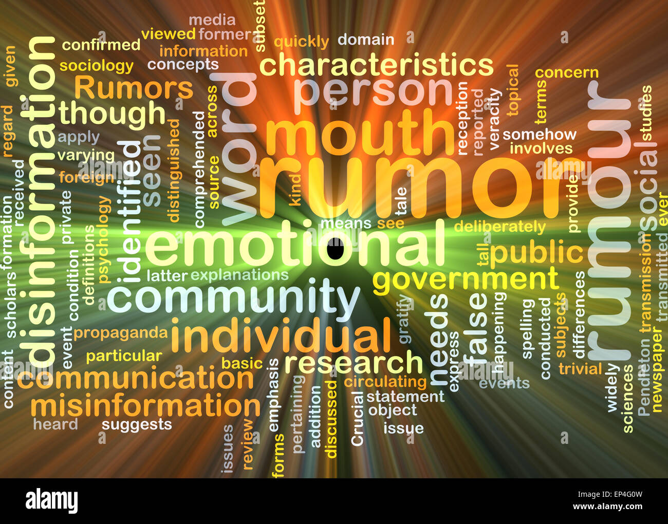 Background concept wordcloud illustration of rumor glowing light Stock ...