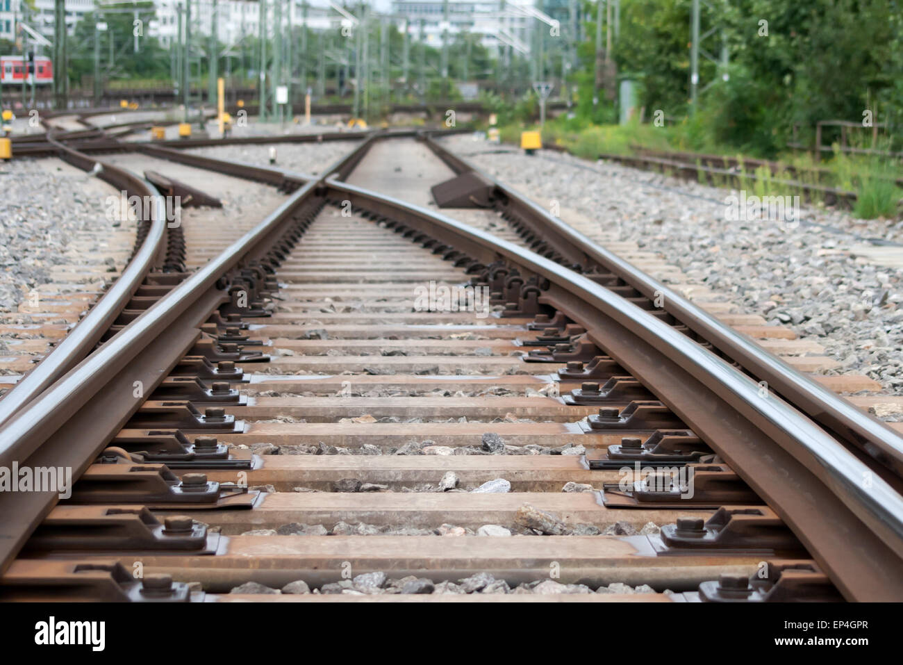 Train tracks warning rail hi-res stock photography and images - Alamy