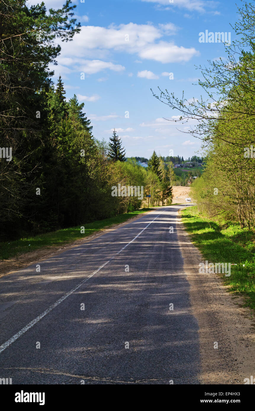 Rural spring asphalt road Stock Photo - Alamy