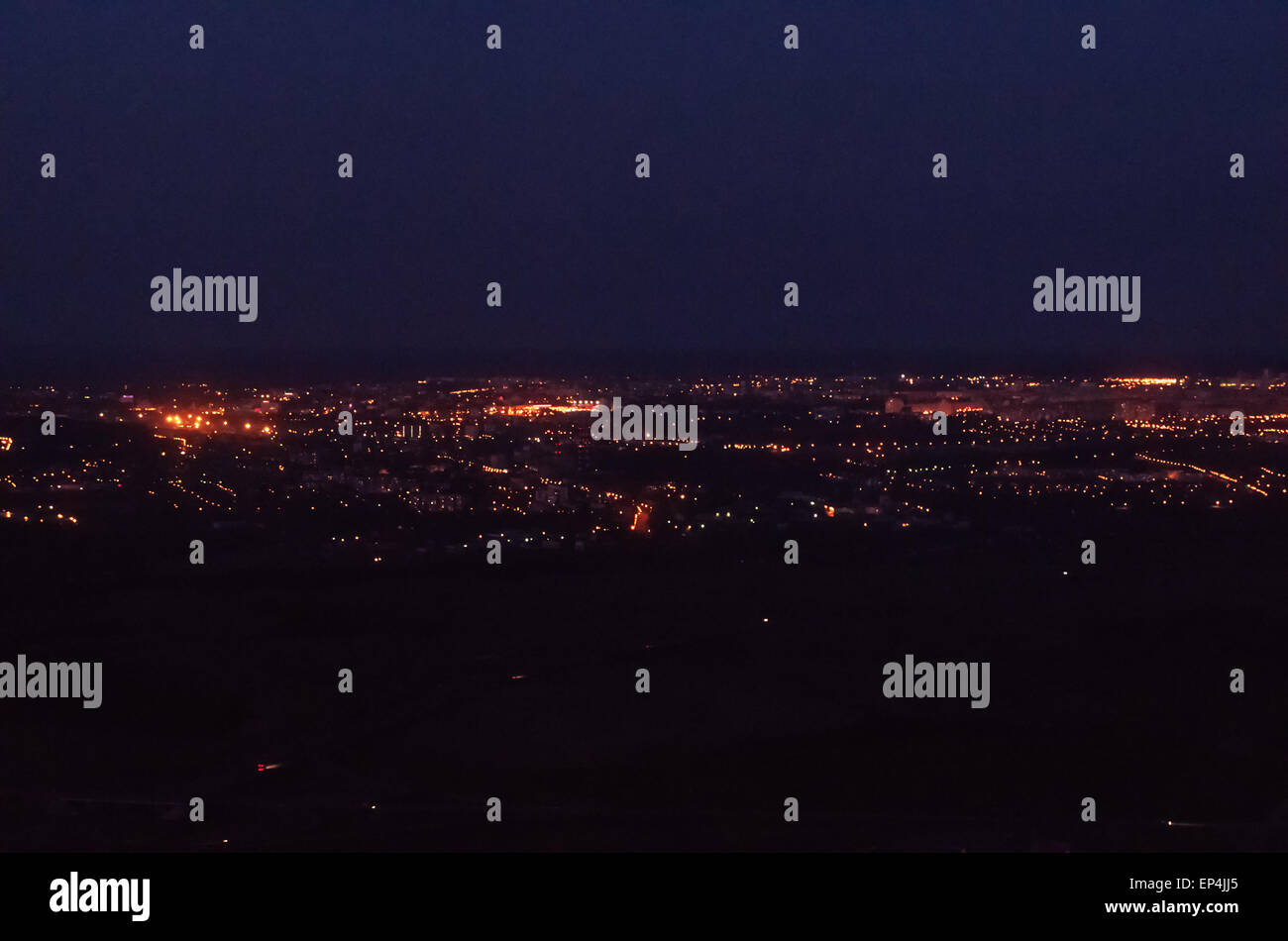 Night town lights, houses and roads aerial view Stock Photo - Alamy
