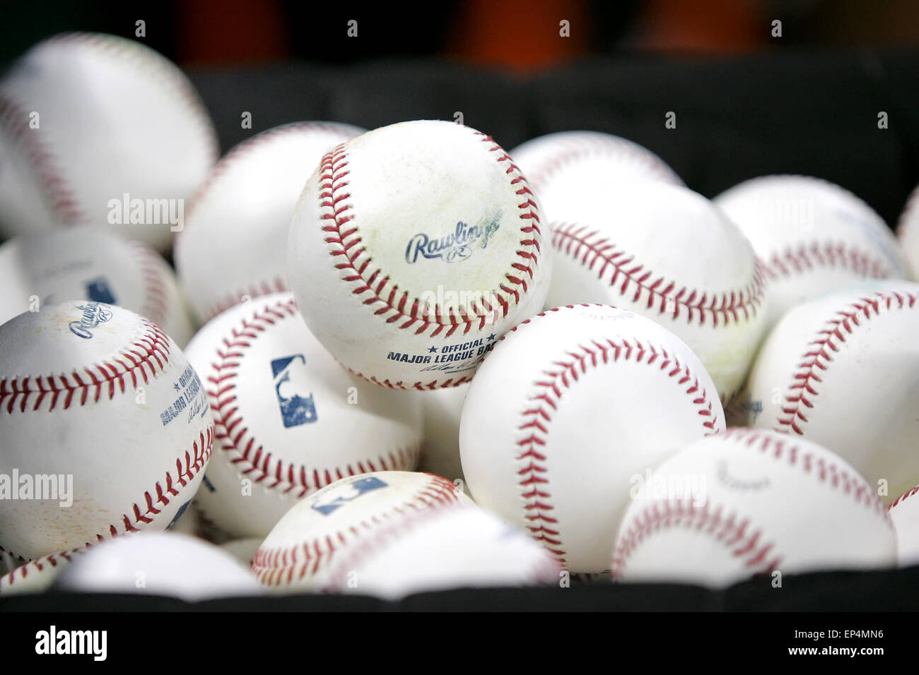 Houston, Texas, USA. 13th May, 2015. A closeup of batting practice ...