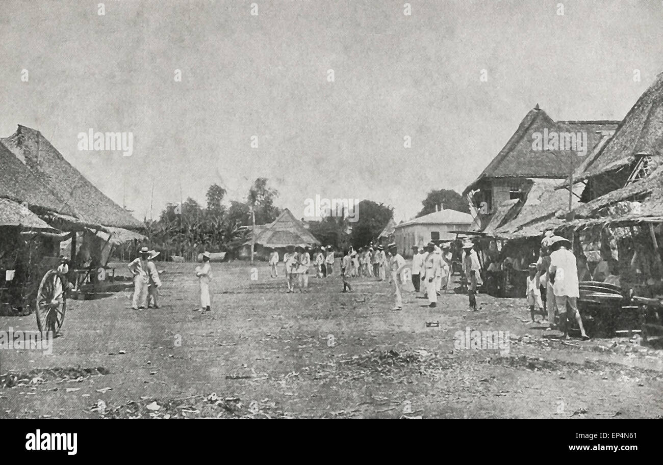 Native village in the Philippines at the time of the Philippine ...