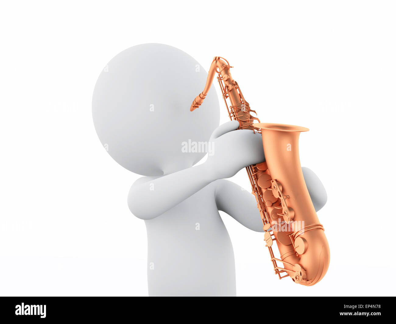 3d illustration. White people playing saxophone. Isolated on white ...