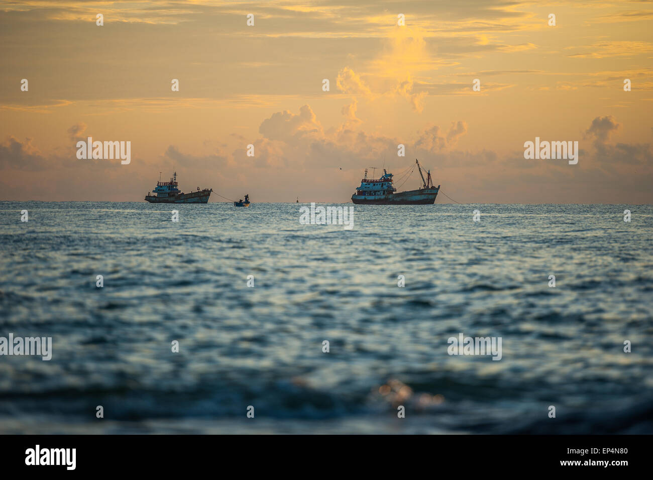 Two little boat in the sea Stock Photo - Alamy