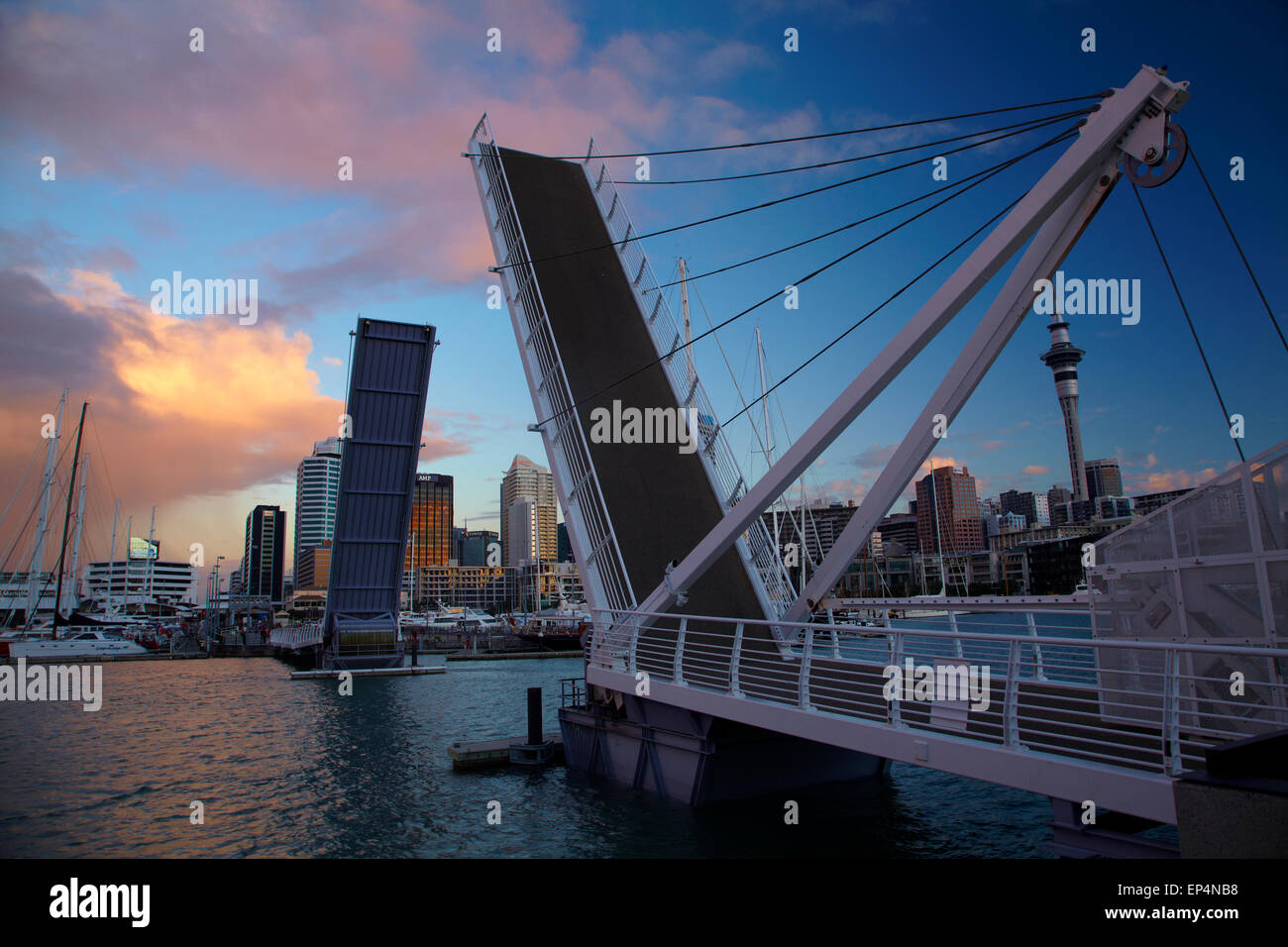 Wynyard Crossing bridge between Viaduct Harbour and Wynyard Quarter ...