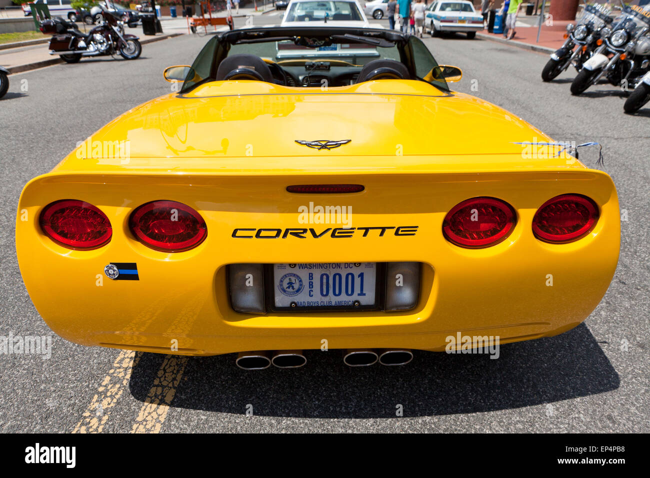 2003 Yellow Chevy Corvette convertible rear view - USA Stock Photo - Alamy