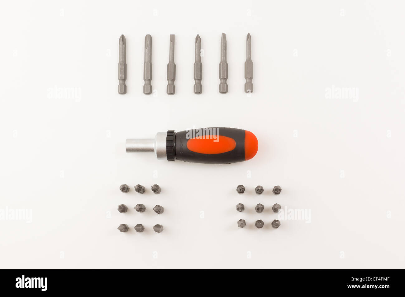 set of screw-drivers from a steel alloy on a white background Stock ...
