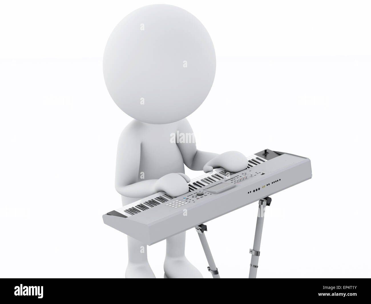 3d image. White person playing keyboard. Music concept. Isolated white ...
