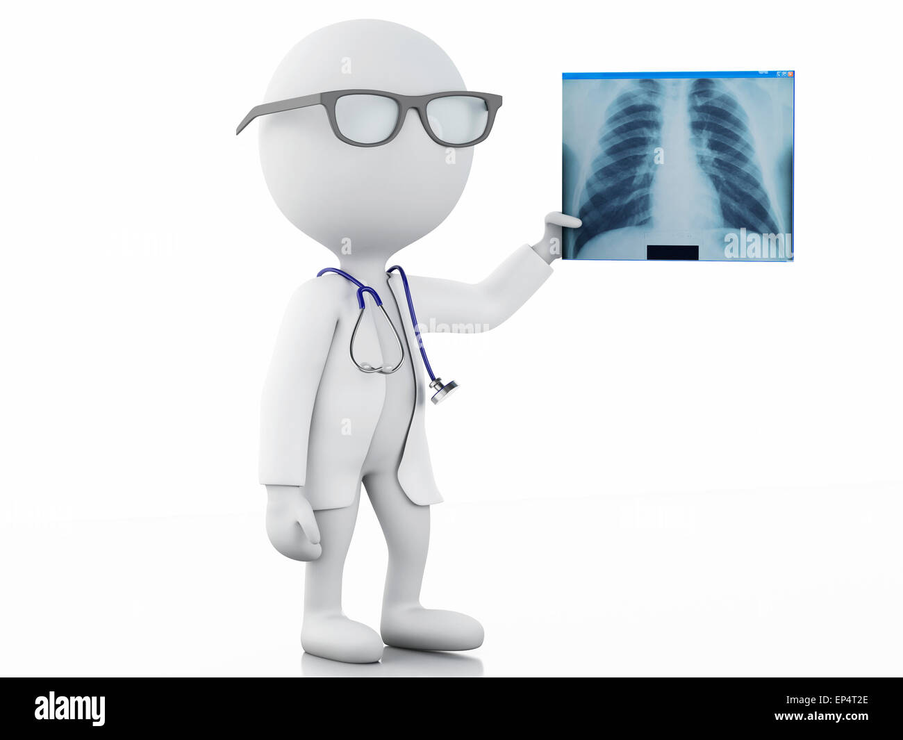 3d illustration. White people doctor with a stethoscope and radiography ...