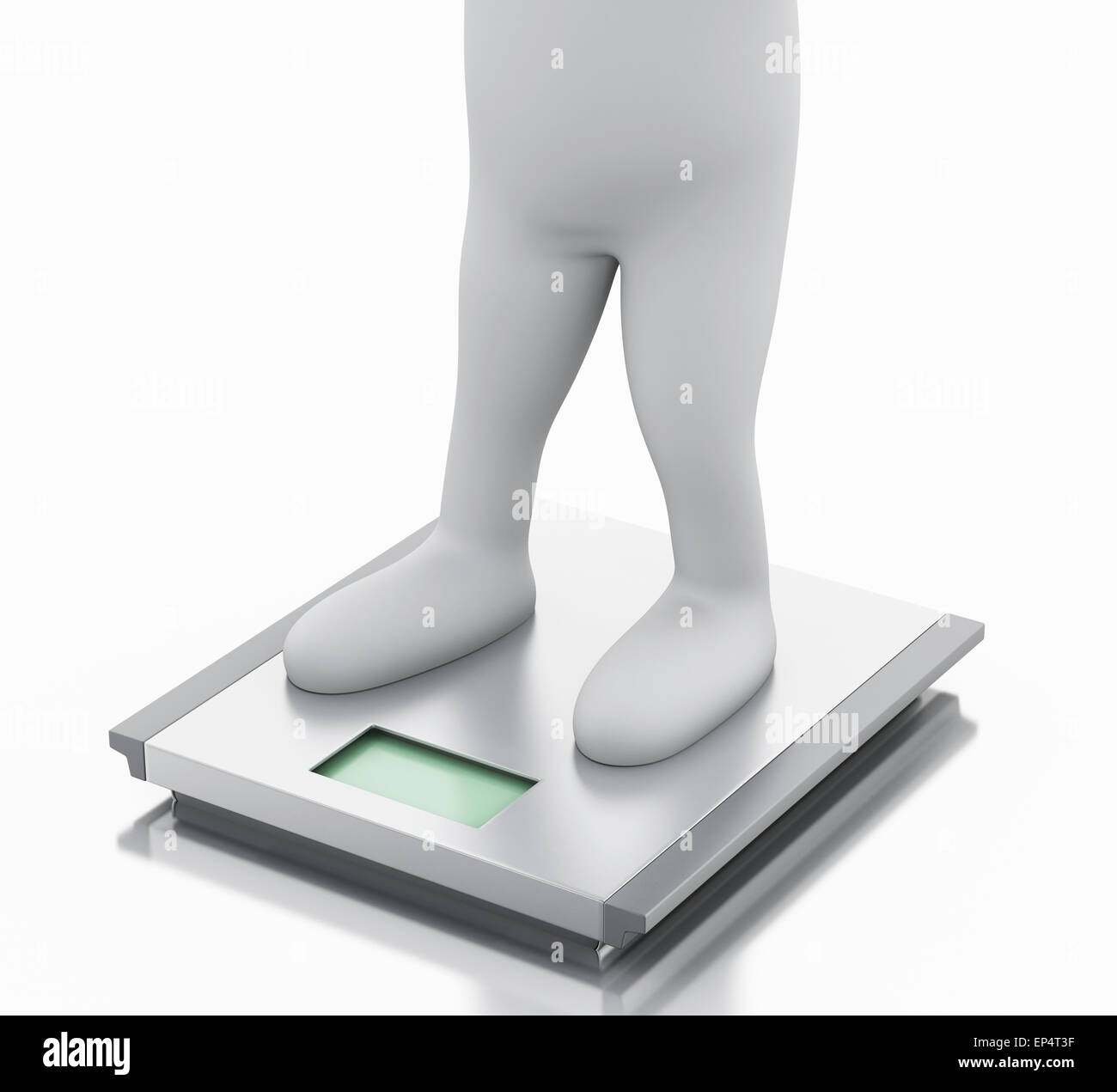 3d illustration. White people with ideal weight and scale. Isolated ...