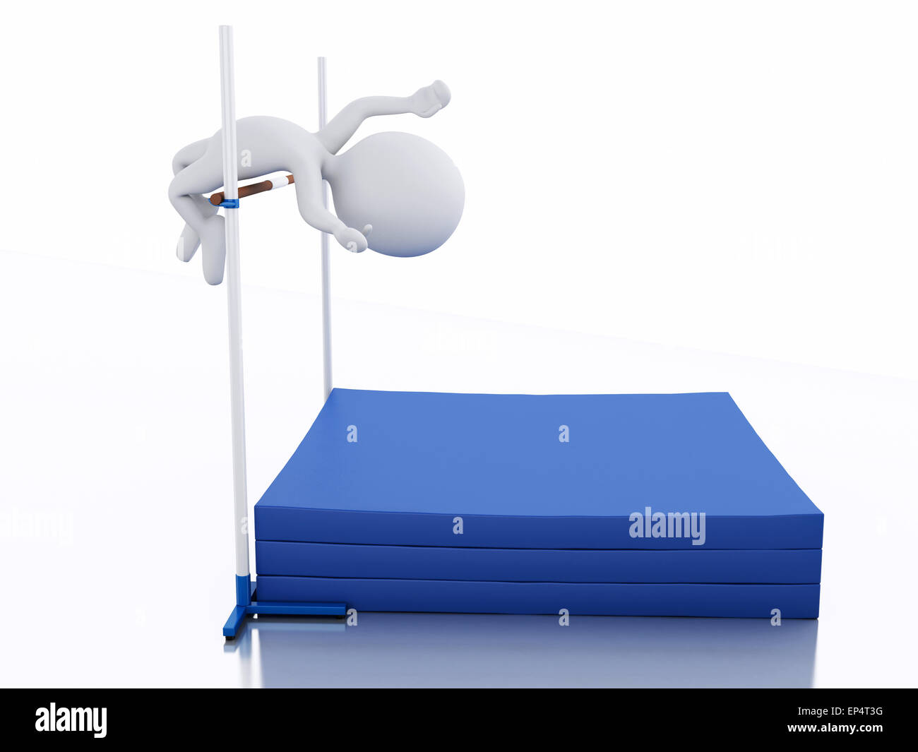 3d image. White people sports athlete. High jump. Isolated white ...
