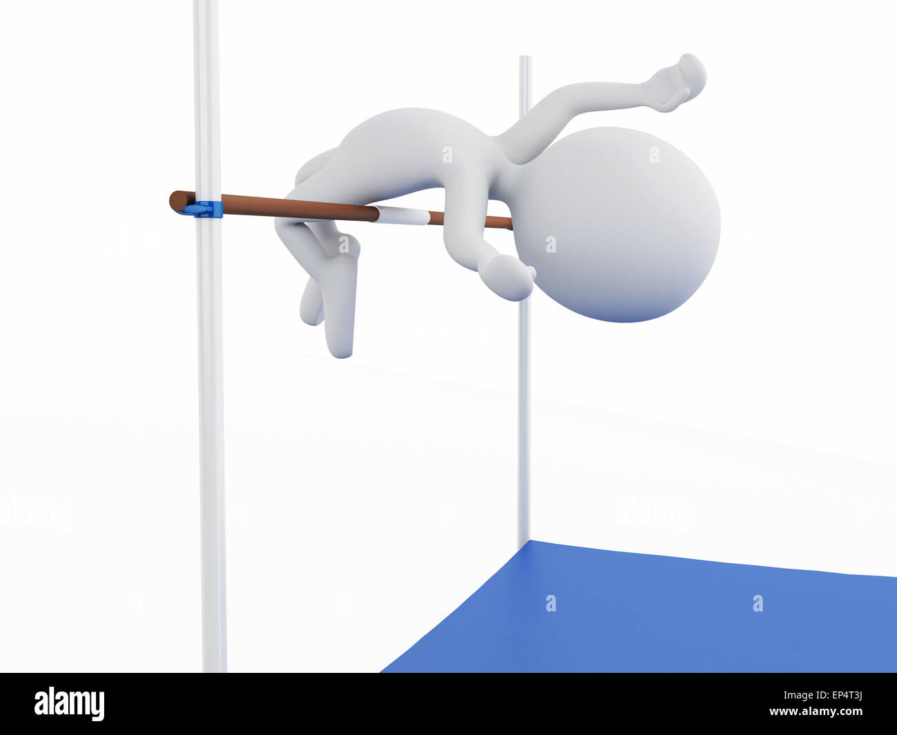 3d image. White people sports athlete. High jump. Isolated white ...