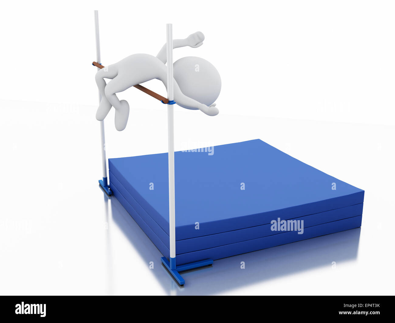 3d image. White people sports athlete. High jump. Isolated white ...