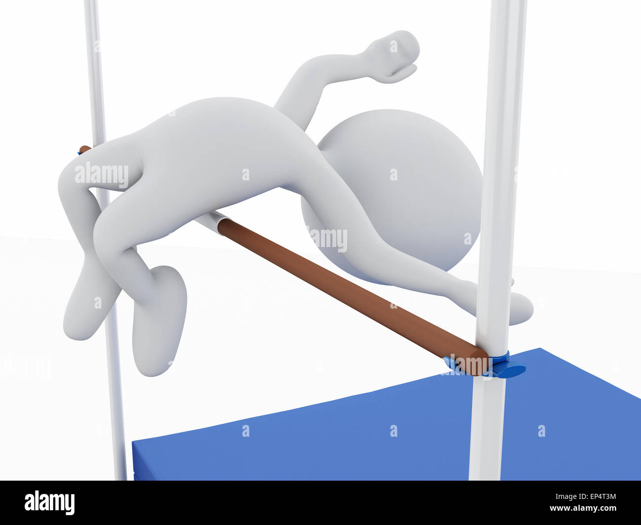 3d image. White people sports athlete. High jump. Isolated white ...