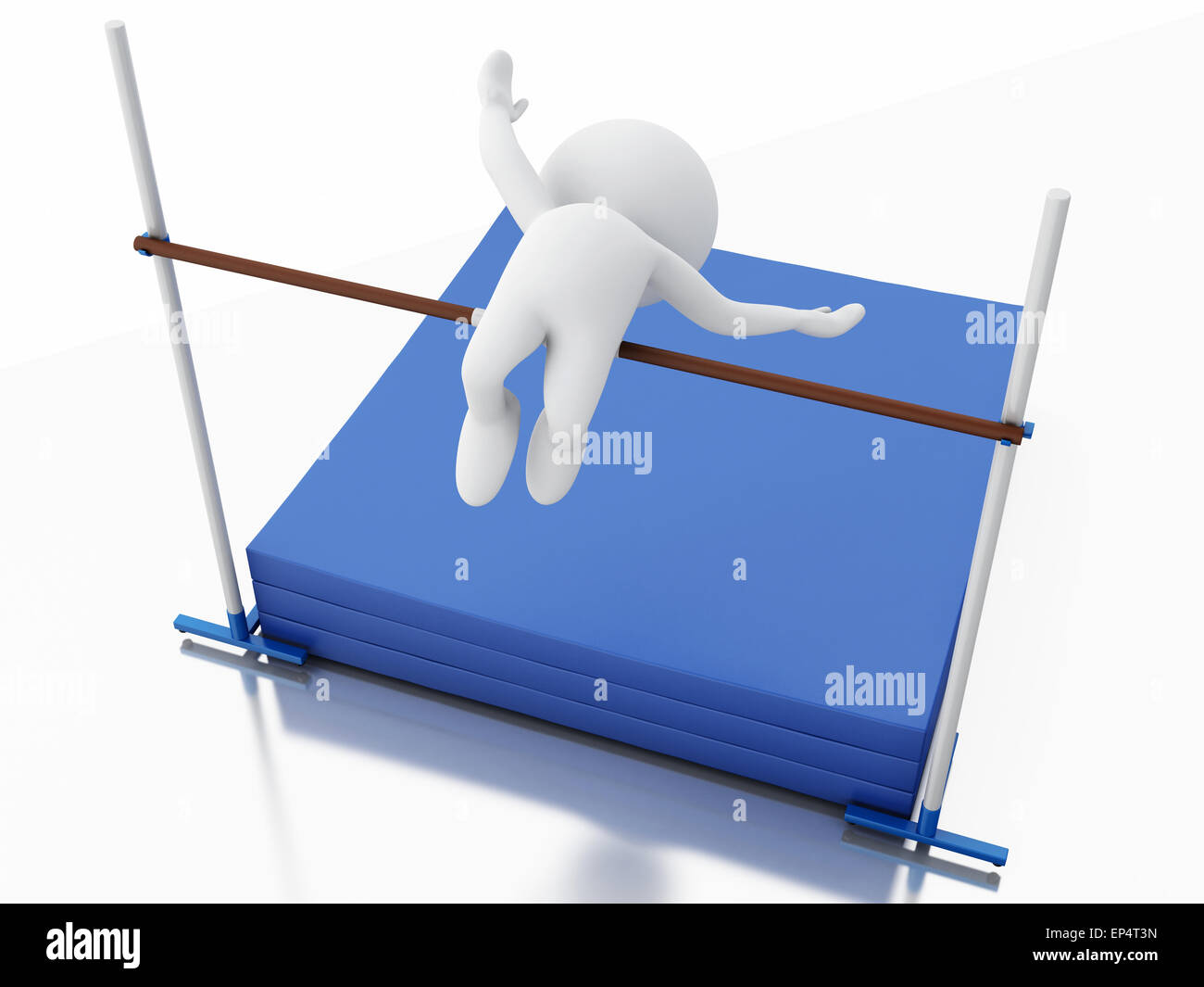 3d image. White people sports athlete. High jump. Isolated white ...