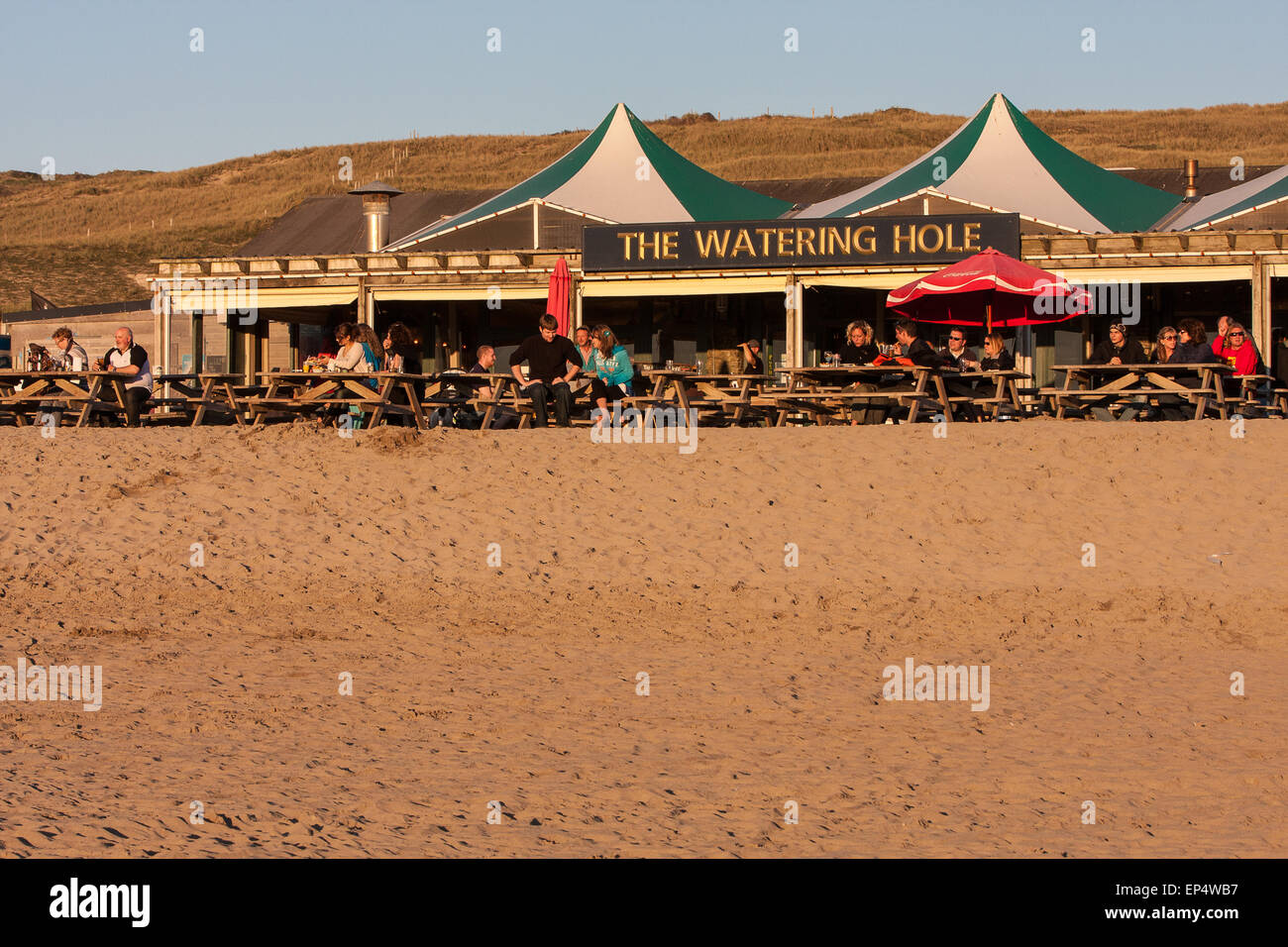 At "The Watering Hole", the U.K's only bar on a beach. Perran Sands ...