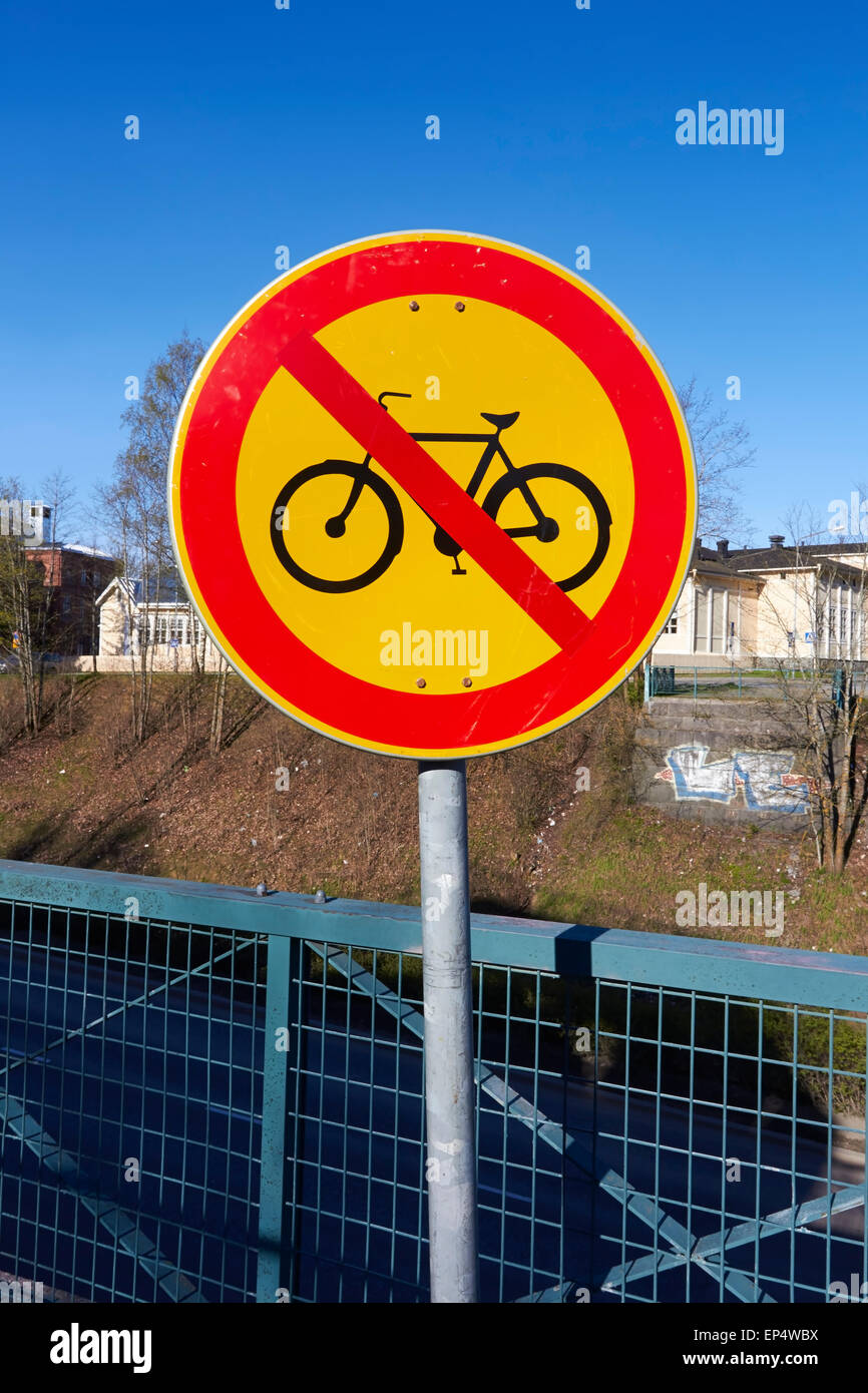 No entry for cycles traffic sign, Finland Stock Photo - Alamy