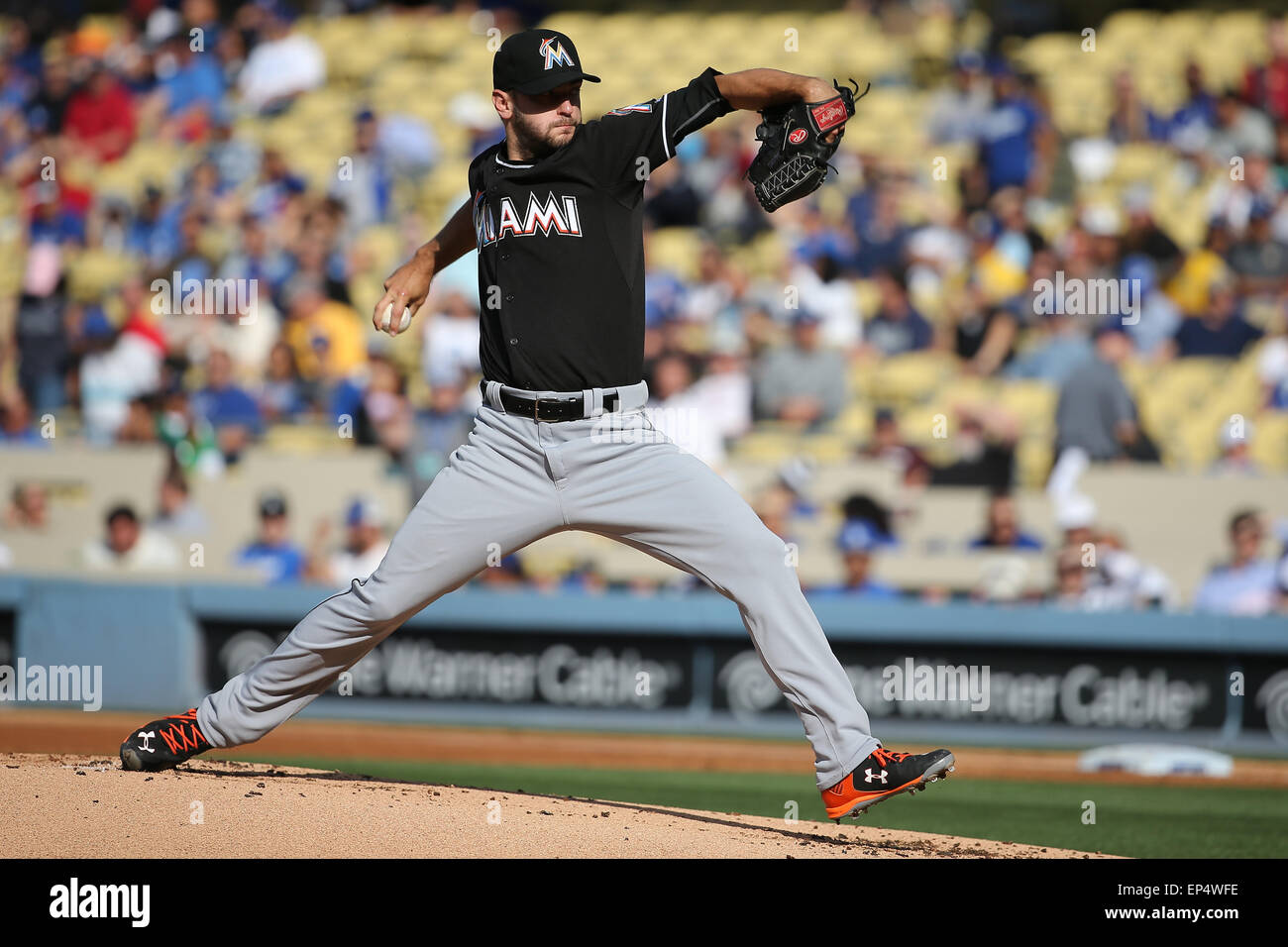 Los Angeles, CA, USA. 13th May, 2015. Miami Marlins starting pitcher ...