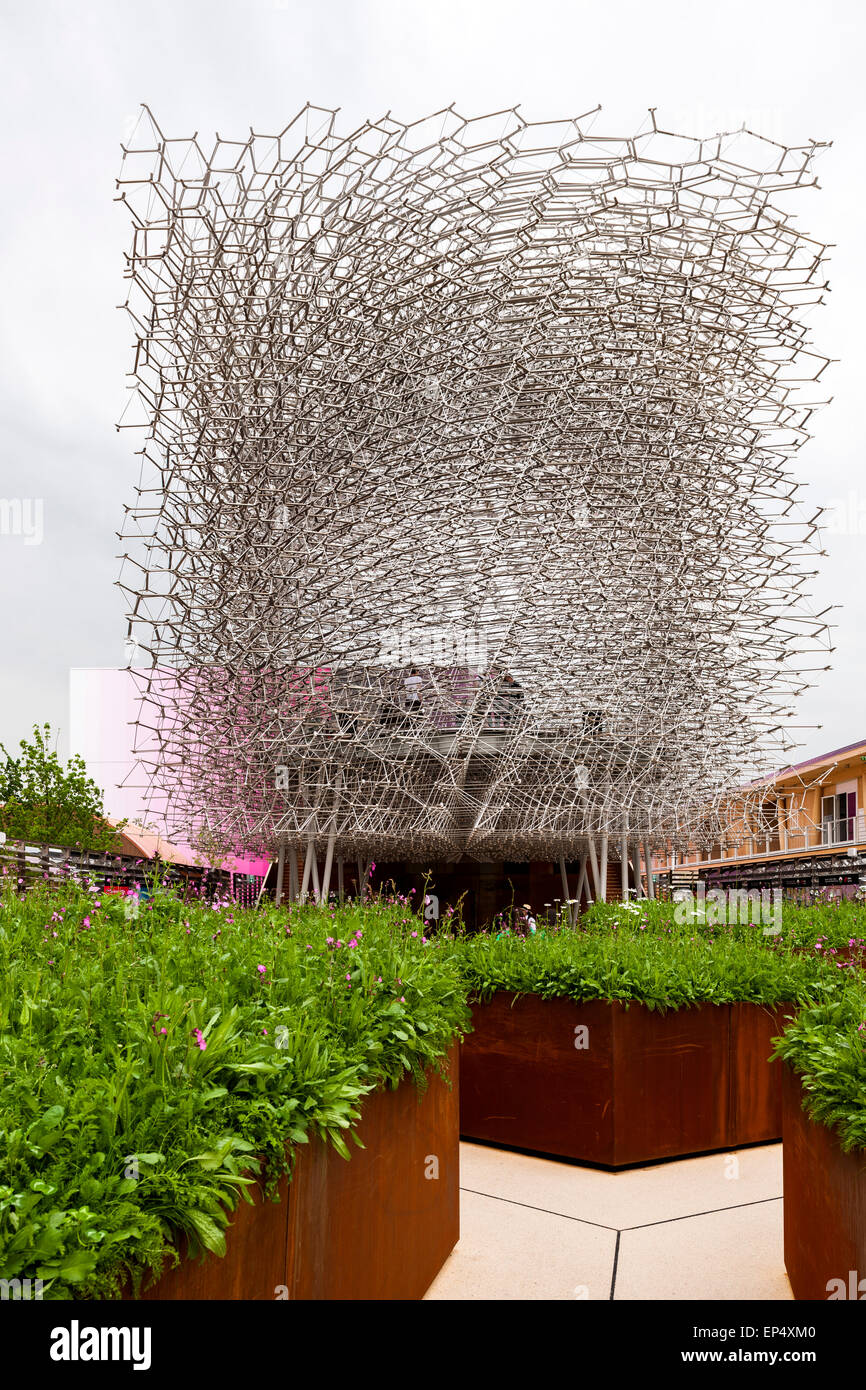 Front elevation with wildflower meadow. Milan Expo 2015, UK Pavilion ...