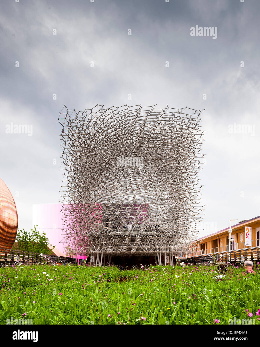 Front elevation with wildflower meadow. Milan Expo 2015, UK Pavilion ...