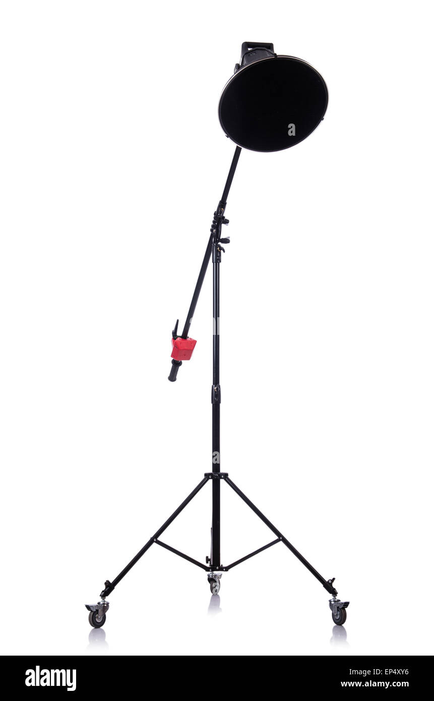 Studio light stand isolated on the white Stock Photo - Alamy