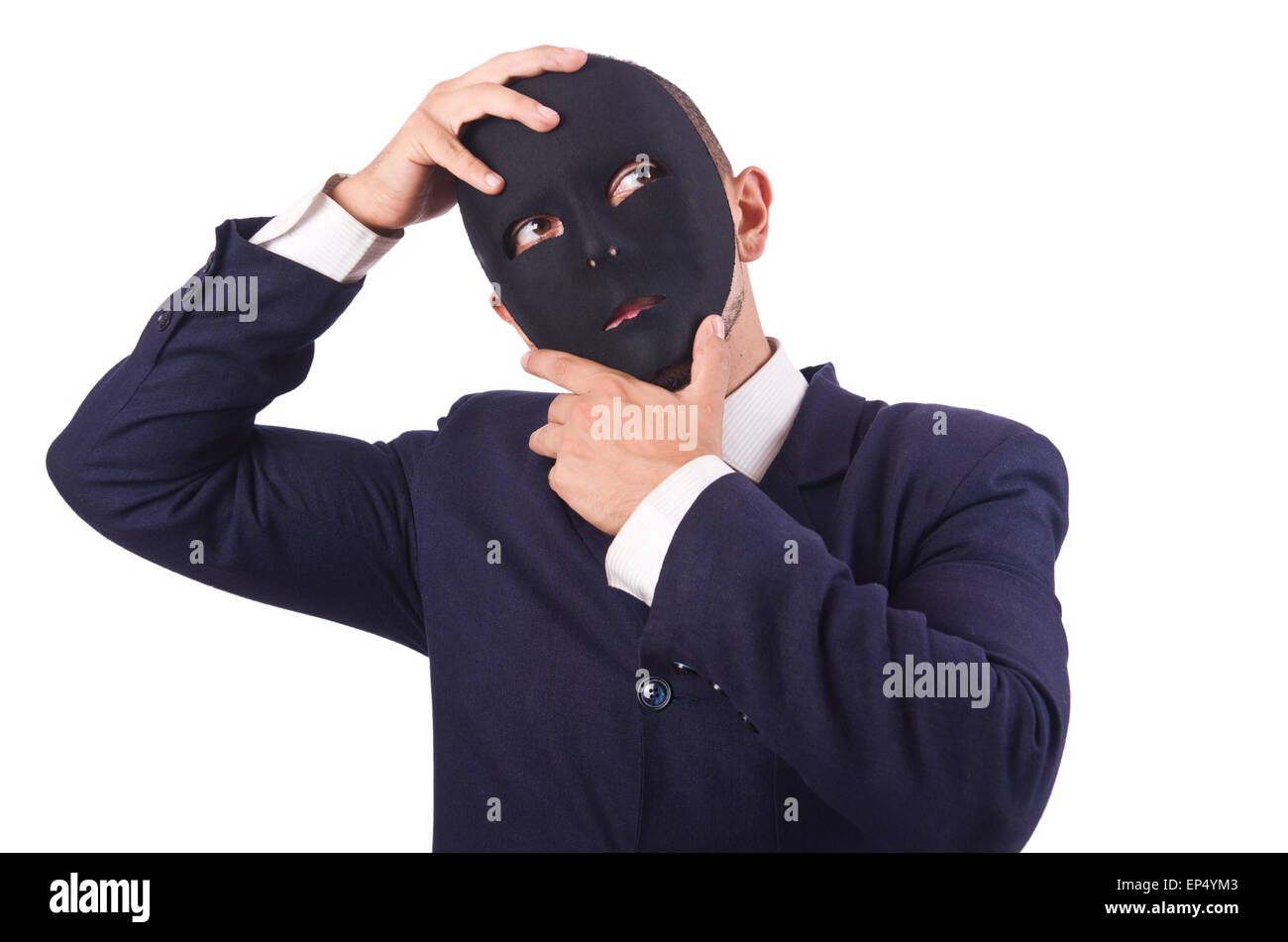 Man with mask isolated on white Stock Photo - Alamy