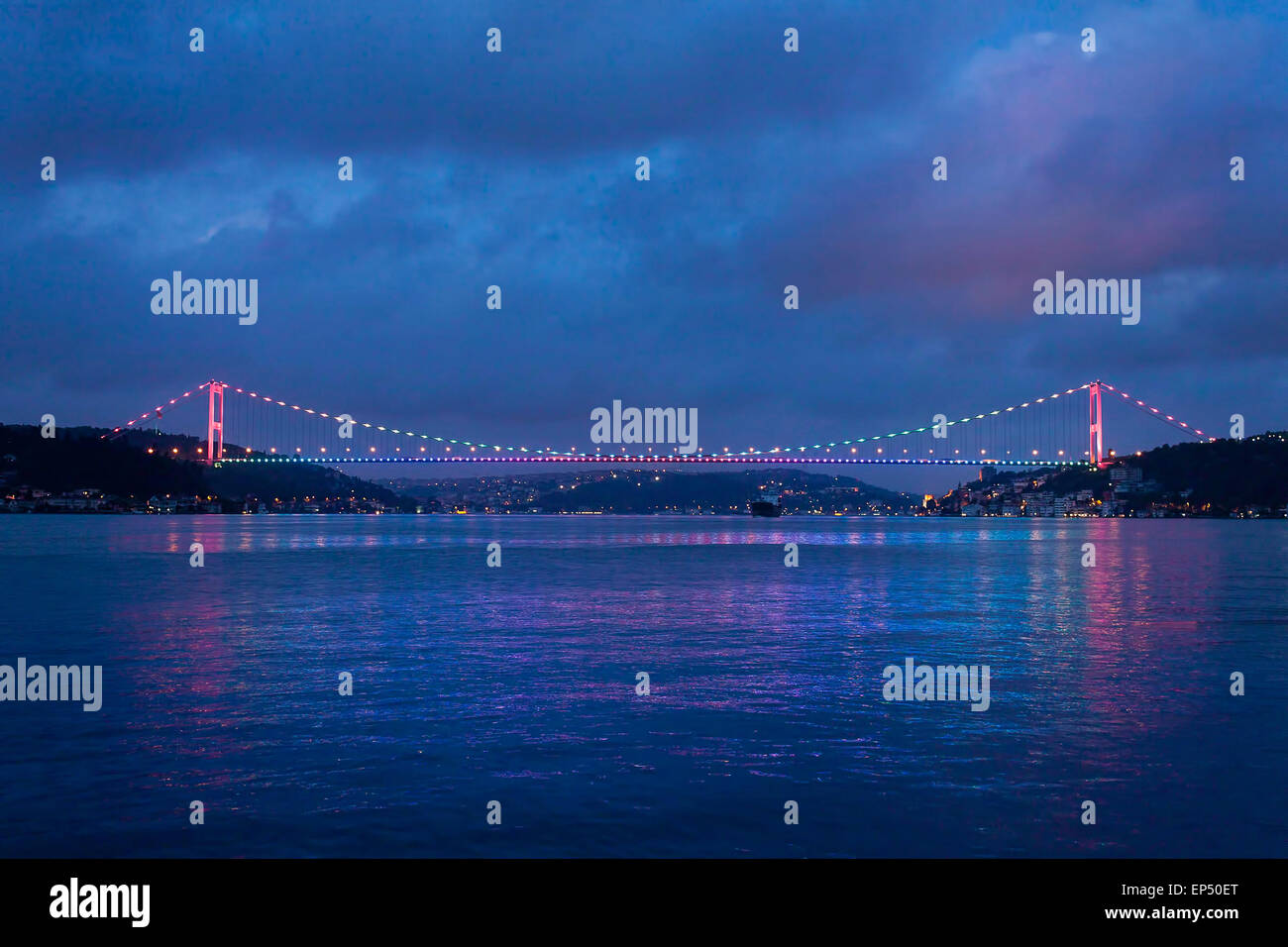 Fatih Sultan Mehmet Bridge at night Stock Photo - Alamy