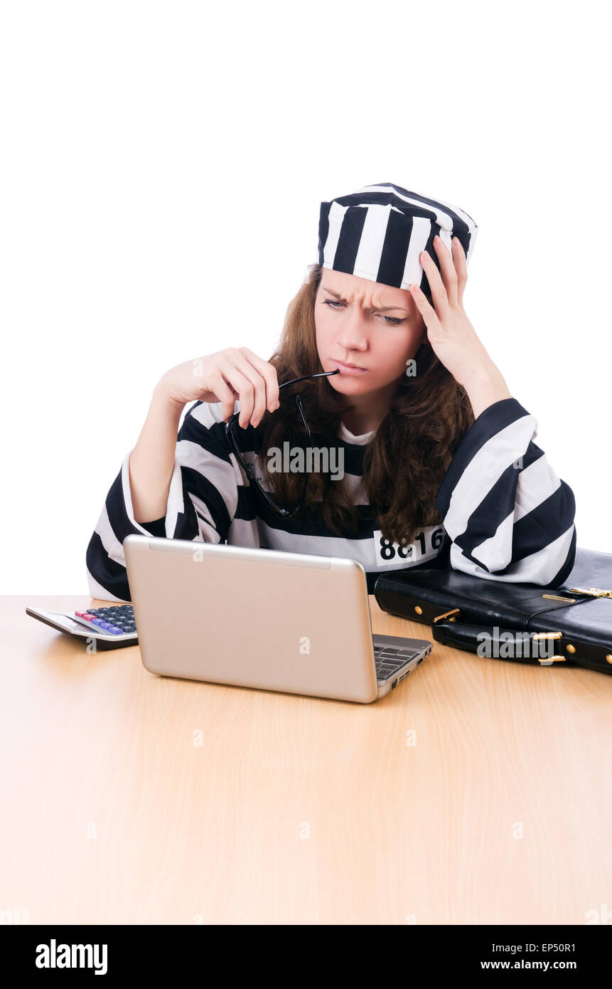 Criminal hacker with laptop on white Stock Photo - Alamy
