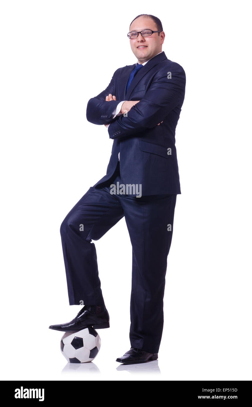 Man with football isolated on white Stock Photo - Alamy