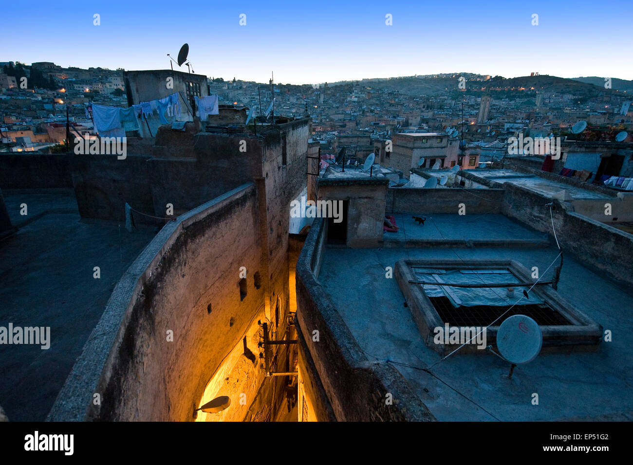 Morocco, Fes, , view from Source Blue riad Stock Photo - Alamy