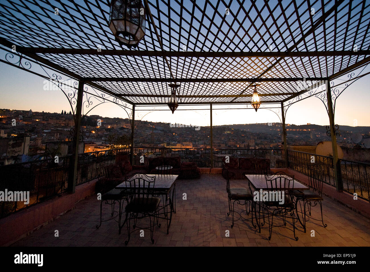 Morocco, Fes, , view from Source Blue riad Stock Photo - Alamy