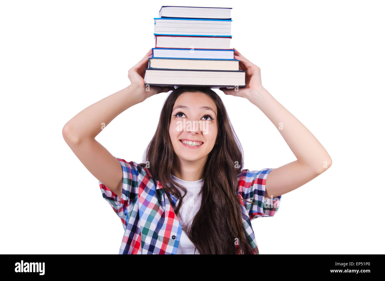Student with books isolated on white Stock Photo - Alamy