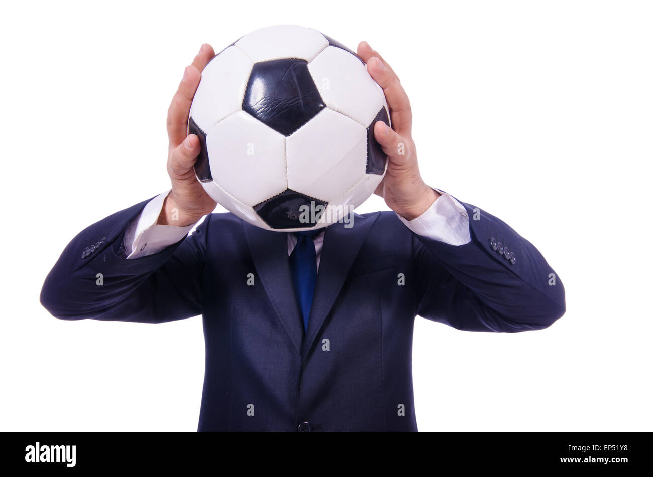 Man with football isolated on white Stock Photo - Alamy
