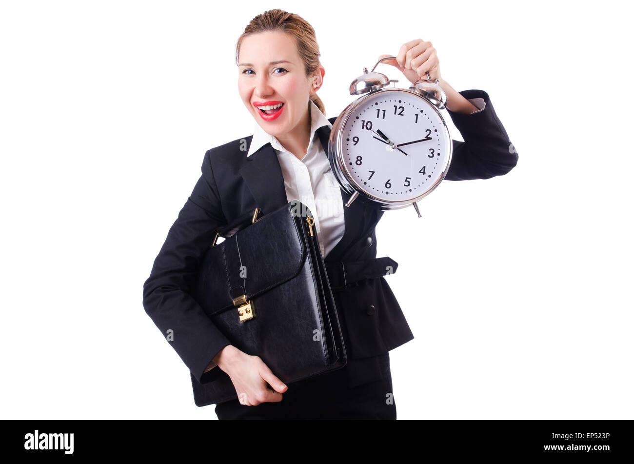 Woman businesswoman with giant clock Stock Photo - Alamy Woman businesswoman with giant clock Stock Photo - Alamy