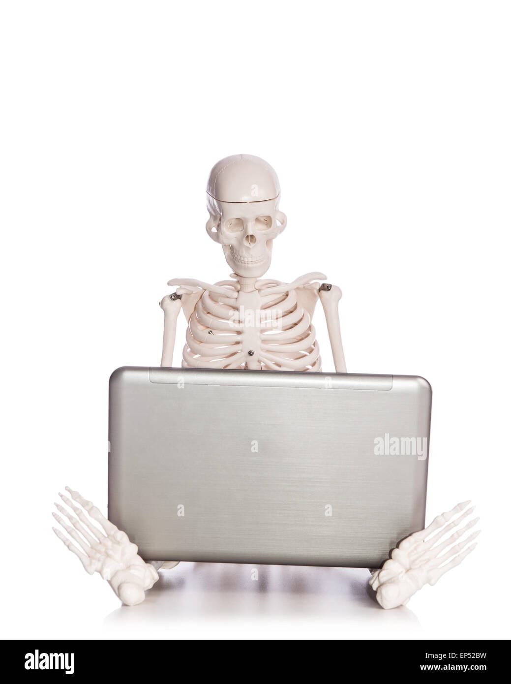 Skeleton working on laptop Stock Photo - Alamy