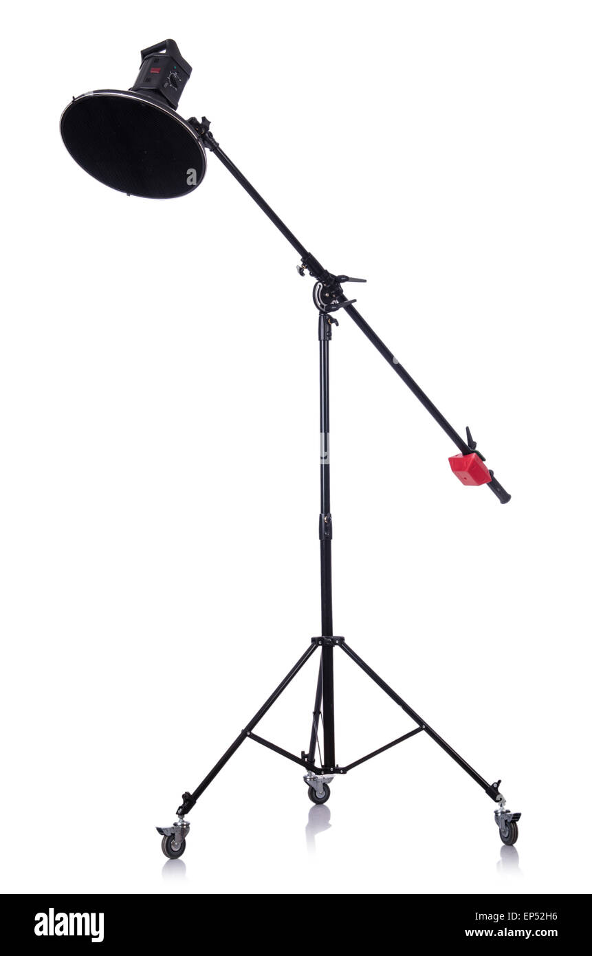 Studio light stand isolated on the white Stock Photo - Alamy
