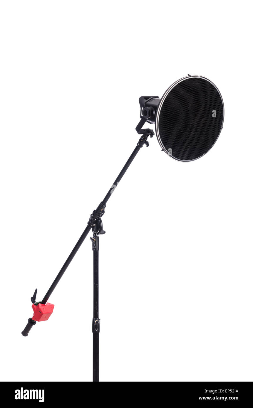 Studio light stand isolated on the white Stock Photo - Alamy