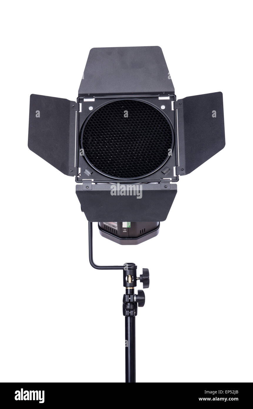 Studio light stand isolated on the white Stock Photo - Alamy