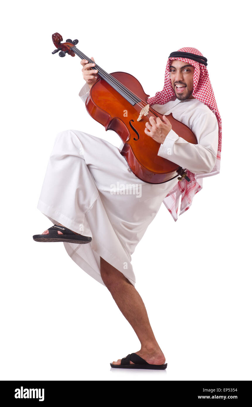 Arab man playing music on white Stock Photo - Alamy