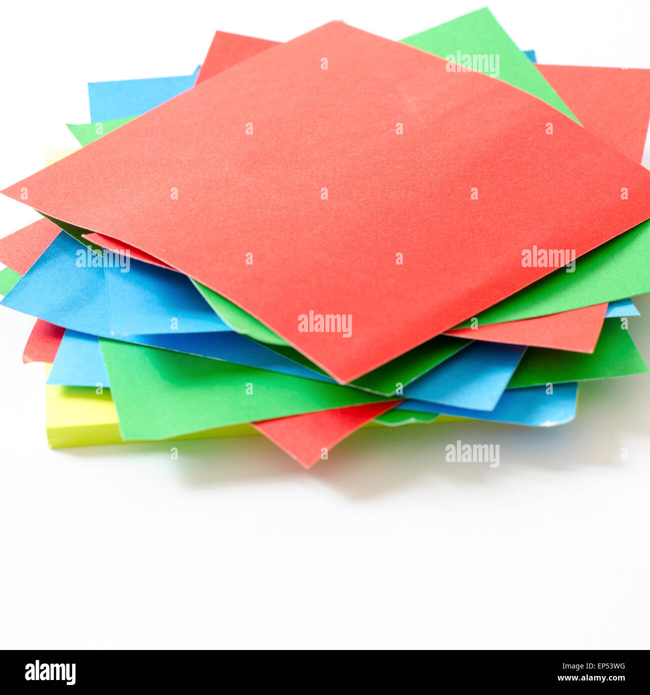 group of colorful paper note on a white background Stock Photo - Alamy