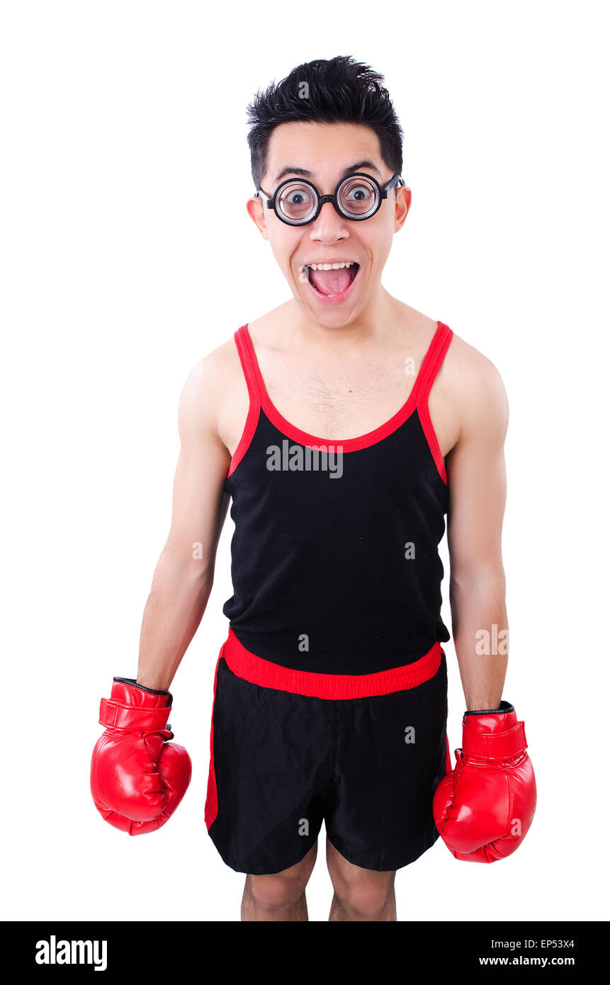 Funny boxer isolated on the white background Stock Photo - Alamy