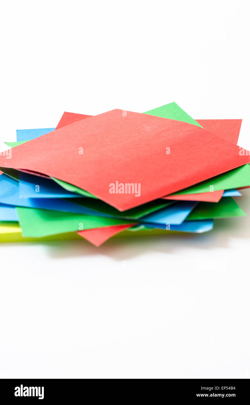 group of colorful paper note on a white background Stock Photo - Alamy