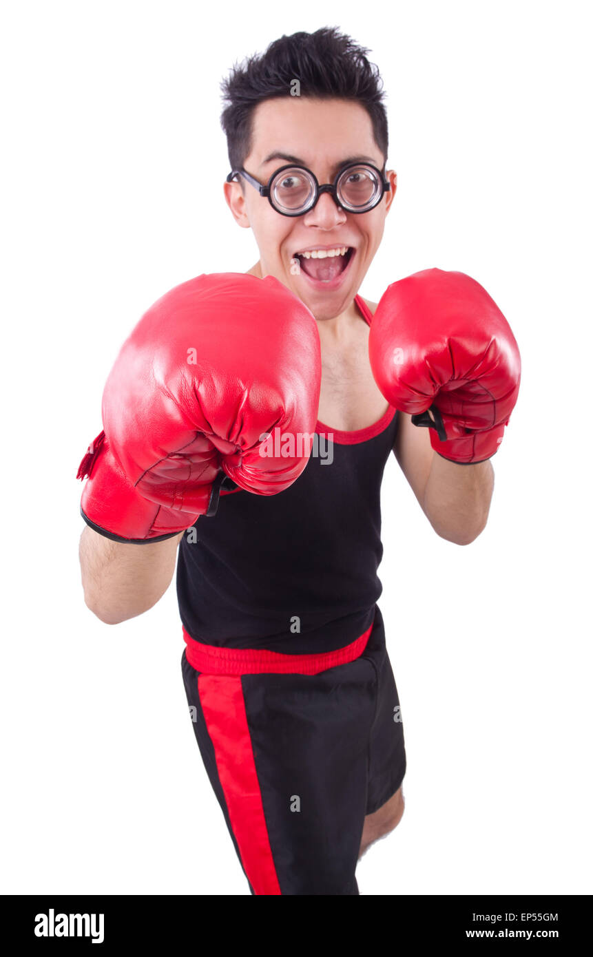 Funny boxer isolated on the white background Stock Photo - Alamy