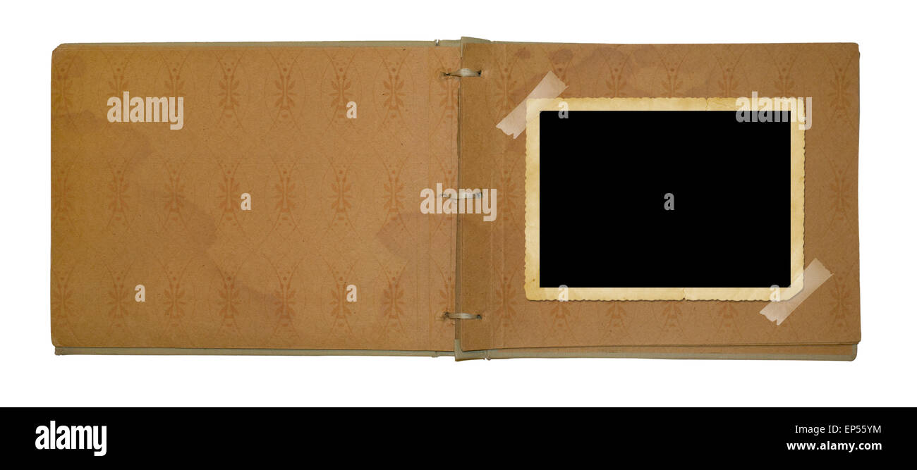 Vintage photoalbum for photos on white isolated background Stock Photo ...