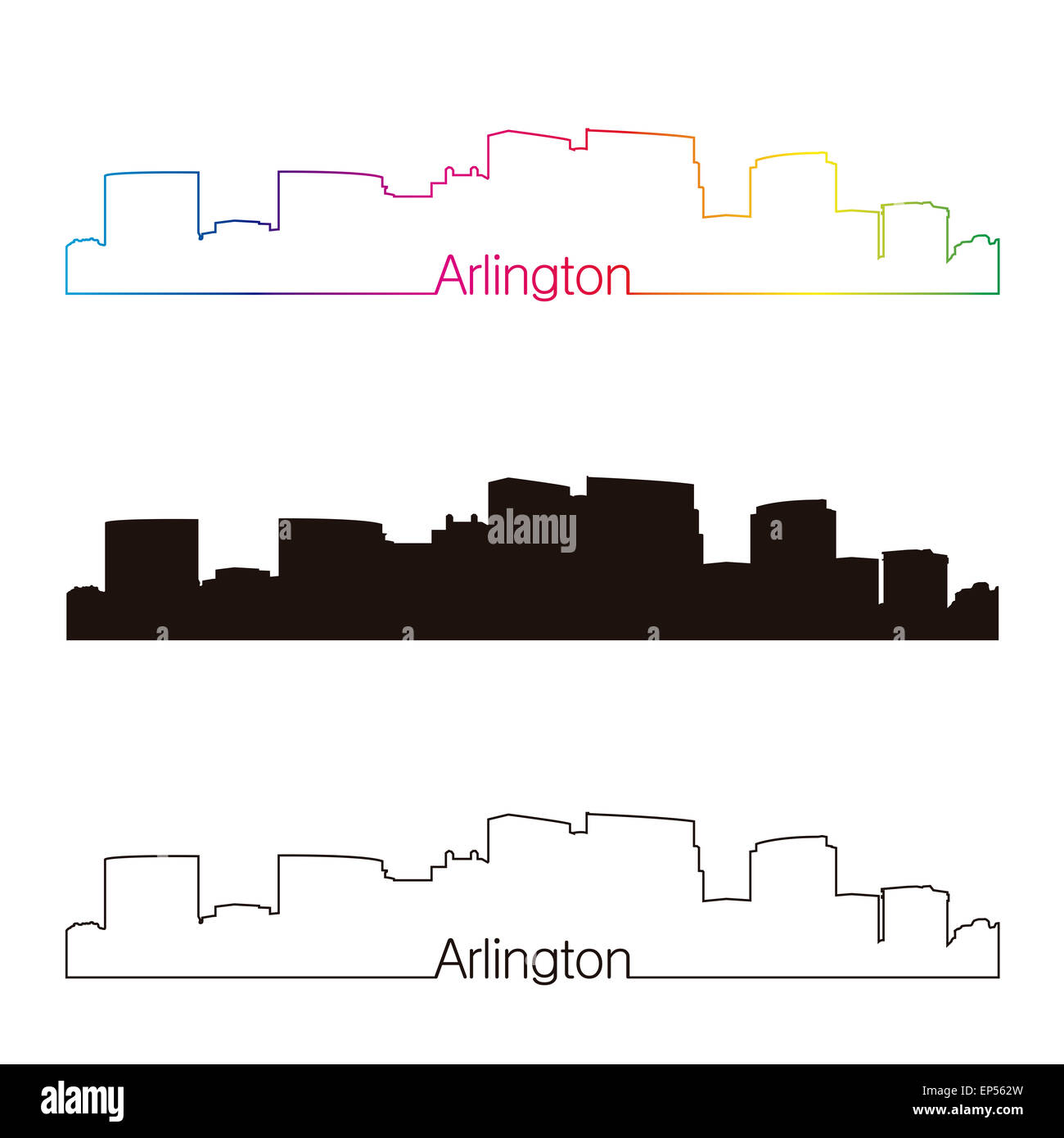 Arlington skyline linear style with rainbow Stock Photo - Alamy