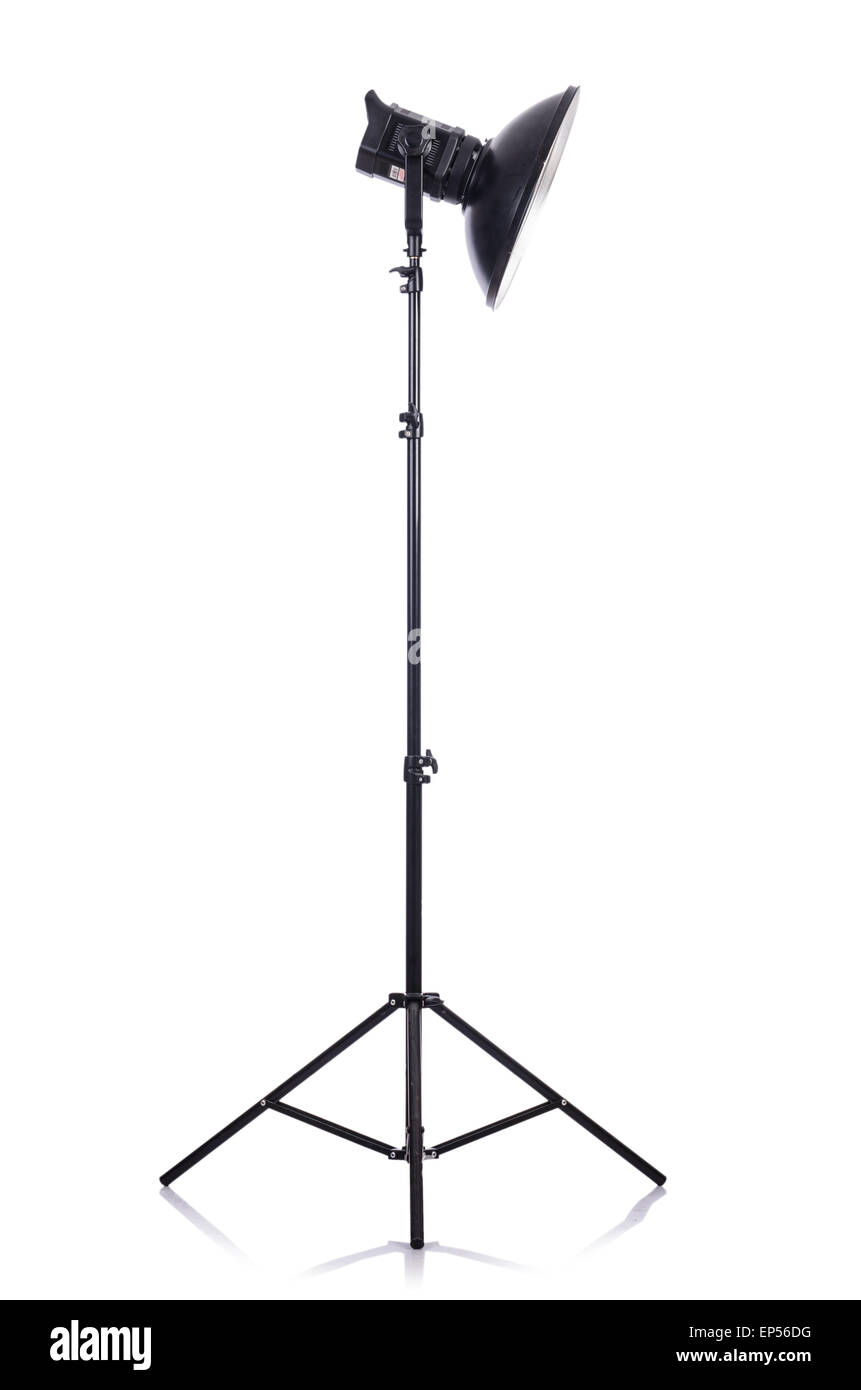 Studio light stand isolated on the white Stock Photo - Alamy