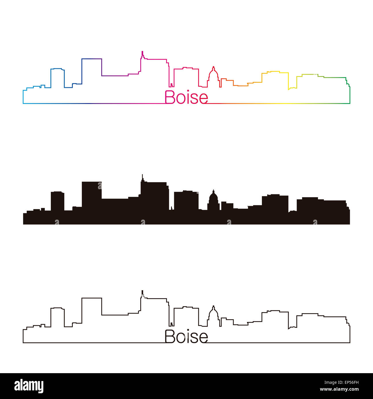 Boise skyline linear style with rainbow Stock Photo - Alamy