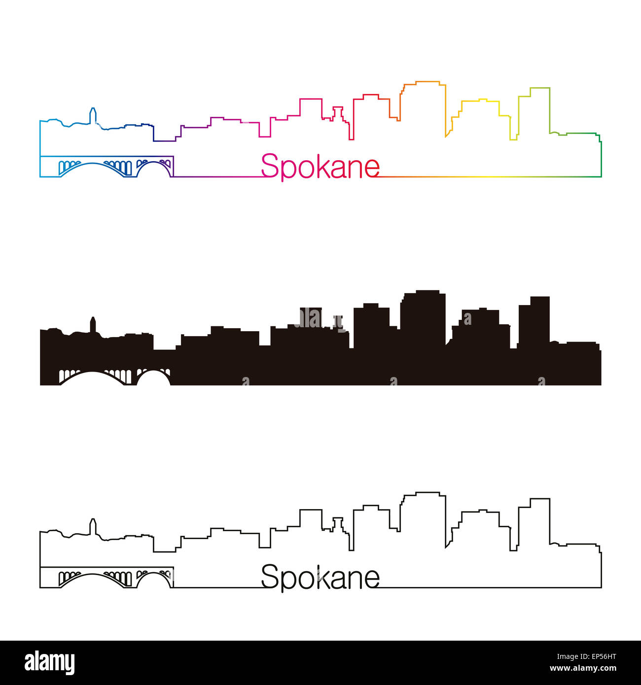 Spokane skyline linear style with rainbow Stock Photo - Alamy