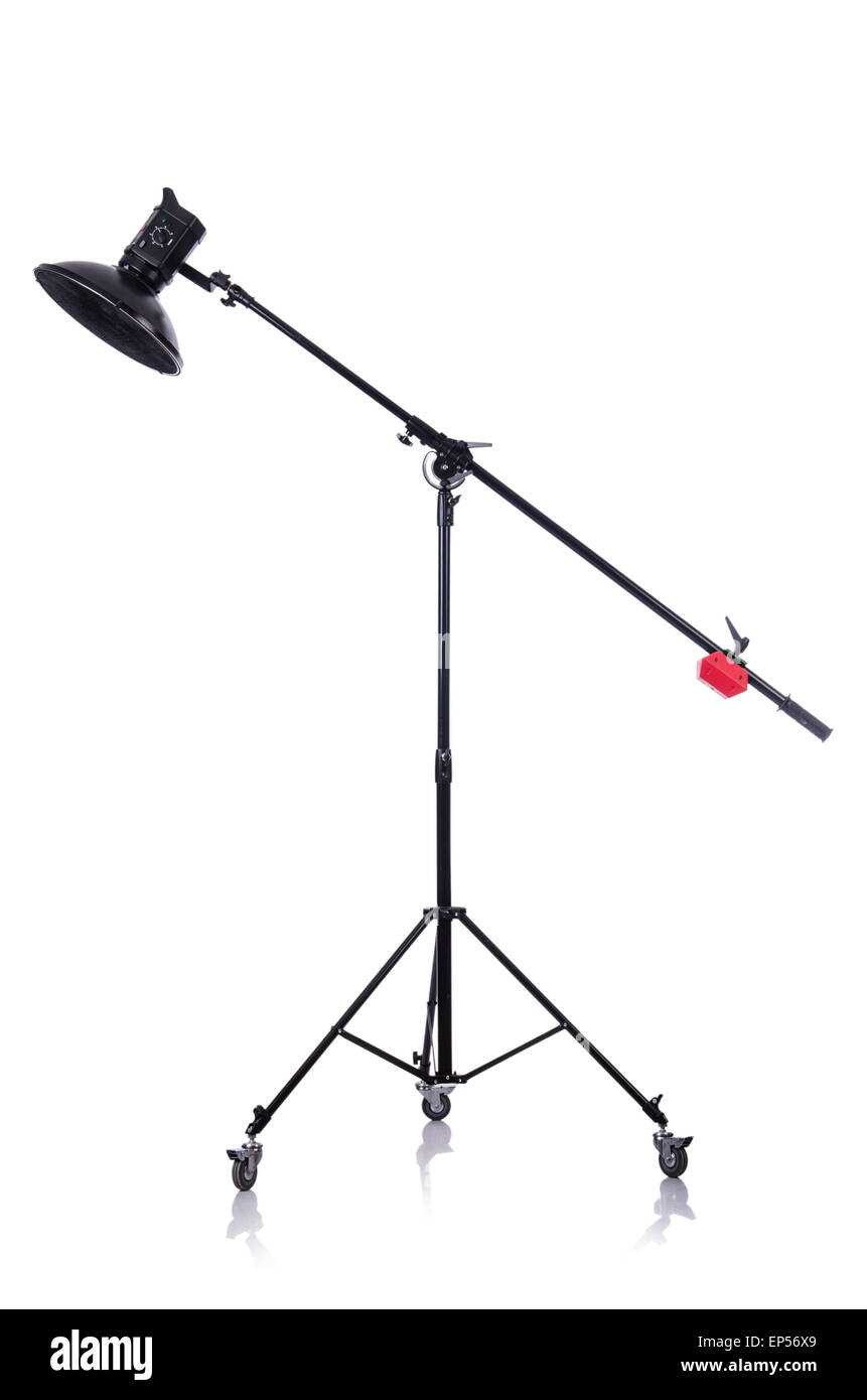 Studio light stand isolated on the white Stock Photo - Alamy