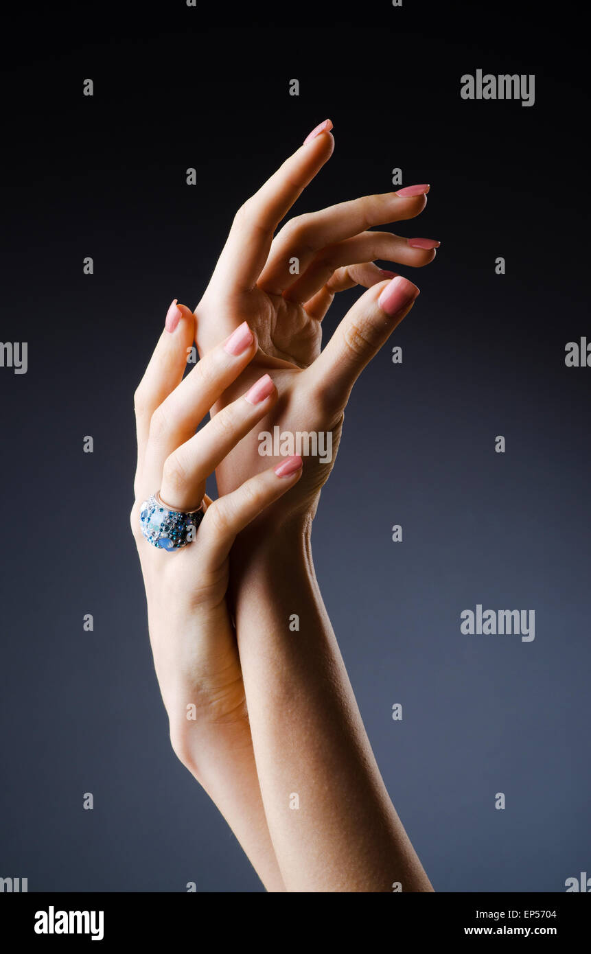 Engagement ring on the hand Stock Photo - Alamy